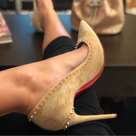 Christian Louboutin | Shoes | Nude Studded Loubs 4 | Poshmark